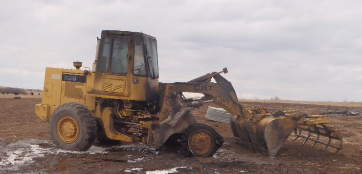 Fire Damages Front End Loader