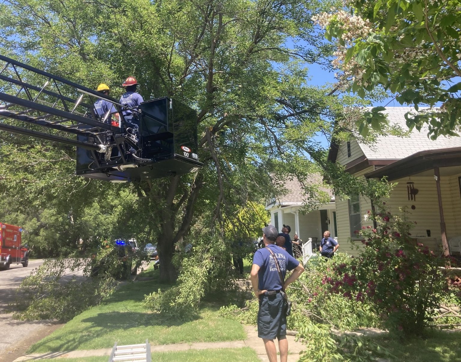 Firefighters Perform Aerial Rescues
